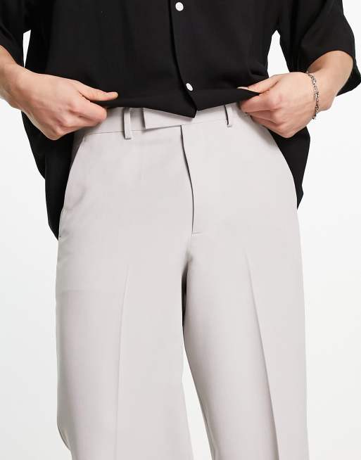 ASOS DESIGN wide leg smart pants in light gray | ASOS