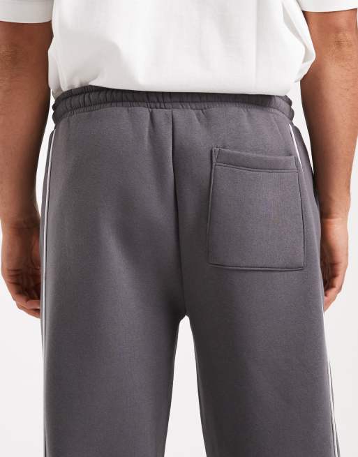 ASOS DESIGN wide leg sweatpants with cut & sew panels in charcoal ...