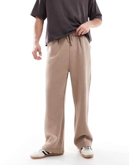 ASOS DESIGN wide leg trackies in light wash brown | ASOS