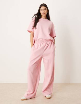 ASOS DESIGN wide leg trackies in pastel pink (part of a set) | ASOS