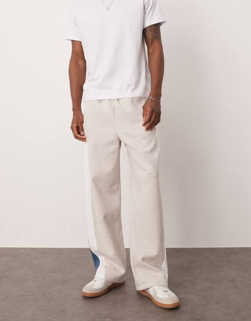 ASOS DESIGN wide leg trackies with colourblock side panels in grey | ASOS