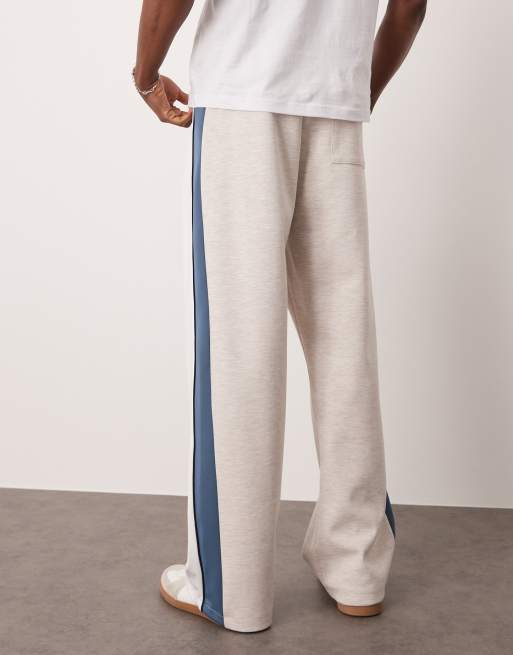 ASOS DESIGN wide leg trackies with colourblock side panels in grey | ASOS