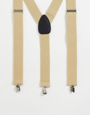ASOS DESIGN wide wedding braces in stone | ASOS
