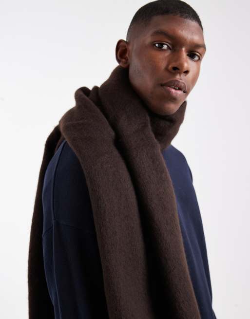 ASOS DESIGN woven brushed scarf in chocolate brown | ASOS