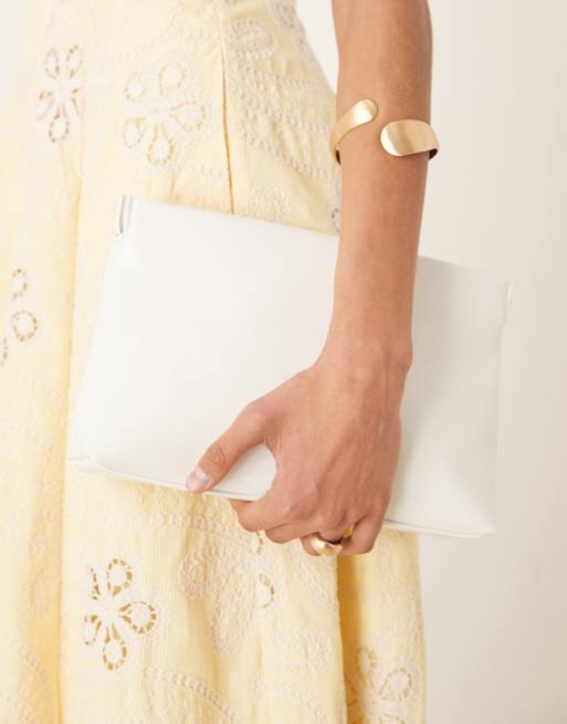 ASOS DESIGN zip top clutch bag in white | ASOS