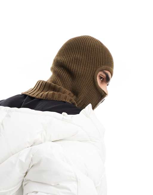 ASOS DESIGN zip up balaclava with hood in khaki | ASOS