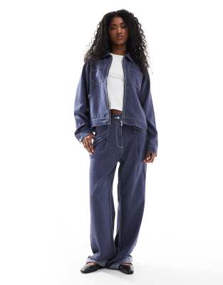 ASOS DESIGN zip up shirt and pants set in denim look | ASOS