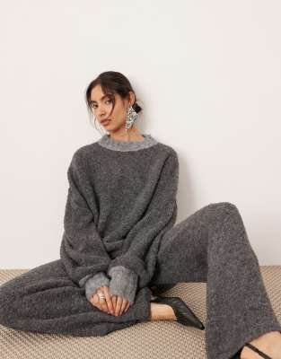 ASOS EDITION boucle knit oversized sweater with contrast neck in ...