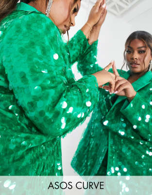 ASOS EDITION Curve - Blazer oversize à sequins - Vert | ASOS