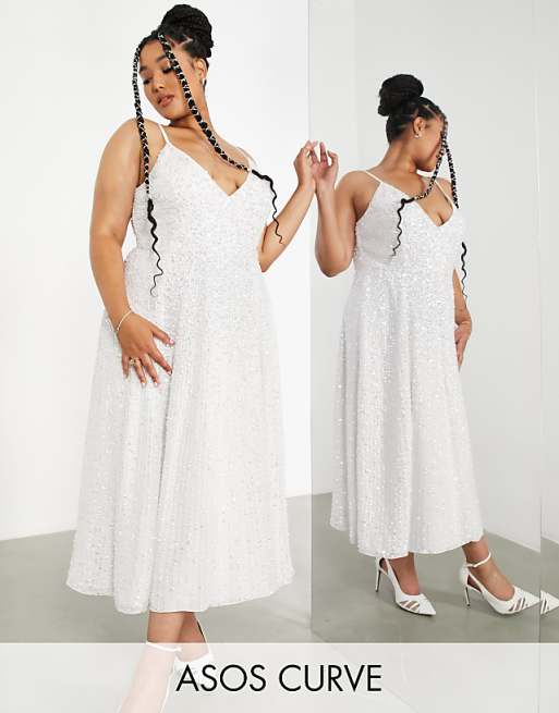 ASOS EDITION Curve Eva embellished cami midi wedding dress | ASOS ASOS EDITION Curve Eva embellished cami midi wedding dress | ASOS