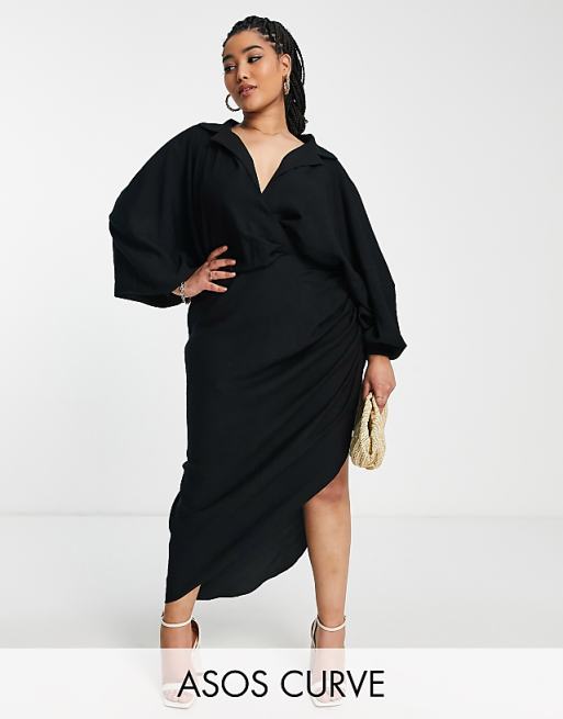 ASOS Edition - Curve - Gedrapeerde midi overhemdjurk met structuur en ... ASOS Edition - Curve - Gedrapeerde midi overhemdjurk met structuur en ...