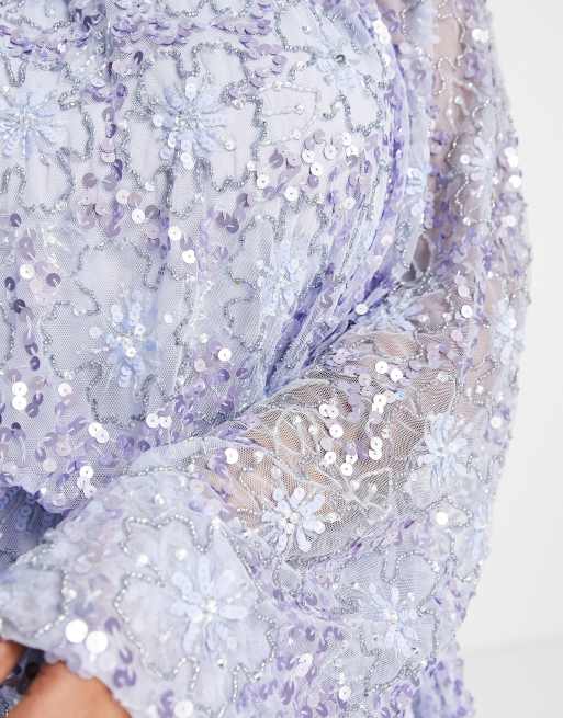 Asos Edition Curve Minikleid In Flieder Mit Blumenverzierungen