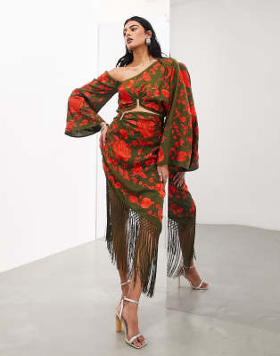 Asos Design Asos Edition Embroidered Fallen Shoulder Kimono Sleeve ...