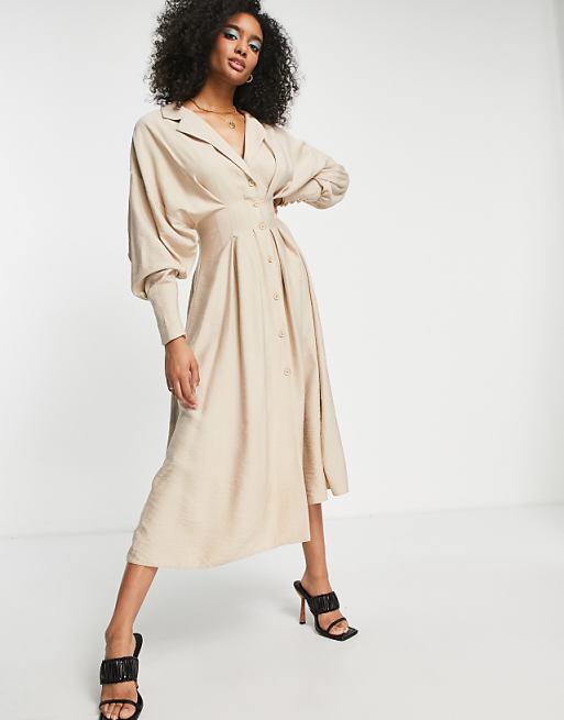 ASOS EDITION - Gedrapeerde midi-overhemdjurk met geplooid detail in ... ASOS EDITION - Gedrapeerde midi-overhemdjurk met geplooid detail in ...