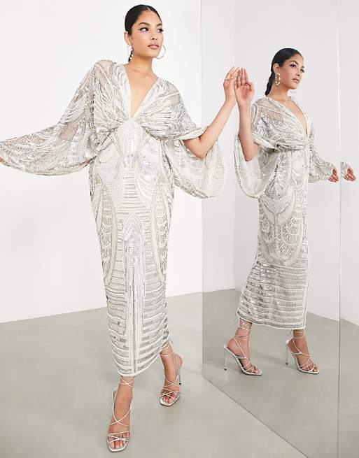 ASOS EDITION - Midi jurk met kimonomouw en lovertjes en pareltjes | ASOS ASOS EDITION - Midi jurk met kimonomouw en lovertjes en pareltjes | ASOS