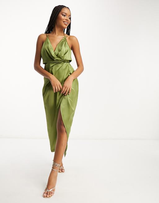 ASOS EDITION - Satijnen midi cami-jurk met bandjes en gedrapeerde ... ASOS EDITION - Satijnen midi cami-jurk met bandjes en gedrapeerde ...
