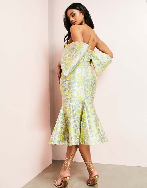 ASOS LUXE - Jupe mi-longue d'ensemble en jacquard à godets et imprimé fleuri | ASOS