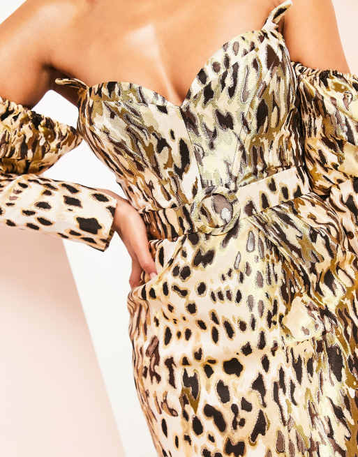 Asos Luxe Trägerloses Minikleid Mit Jacquard Tierfellmuster