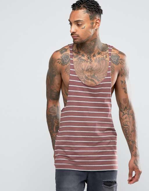 ASOS Stripe Vest With Raw Edge Extreme Racer Back | ASOS