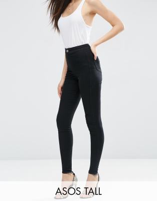 ASOS TALL Rivington High Waist Denim Jeggings in Clean Black | ASOS