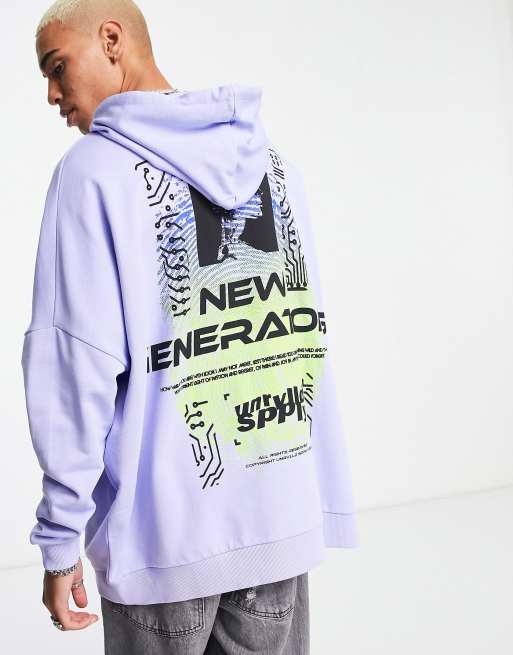 Asos Unrvlld Spply Felpa Con Cappuccio Super Oversize Viola Con