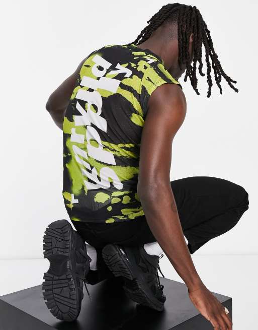 Asos Unrvlld Spply Muscle Tank Top In Power Mesh In All Over Print In