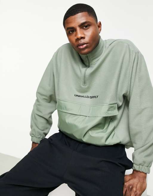 Asos Unrvlld Spply Sweat Oversize En Polaire à Demi Fermeture éclair