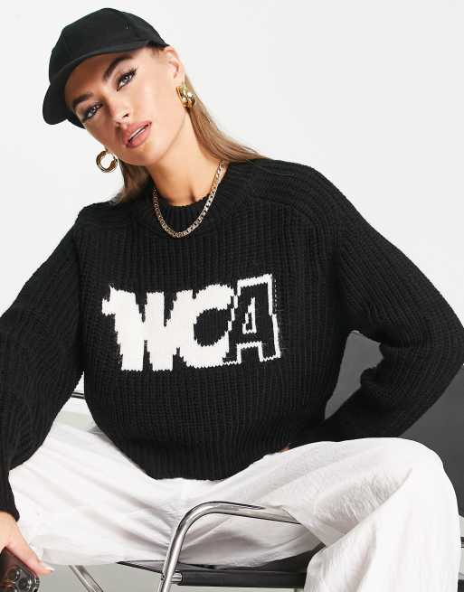 Asos Weekend Collective Boxy Sweater In Black Knit Asos