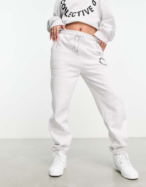 Asos Weekend Collective Co Ord Oversized Jogger With Logo In Grey Marl