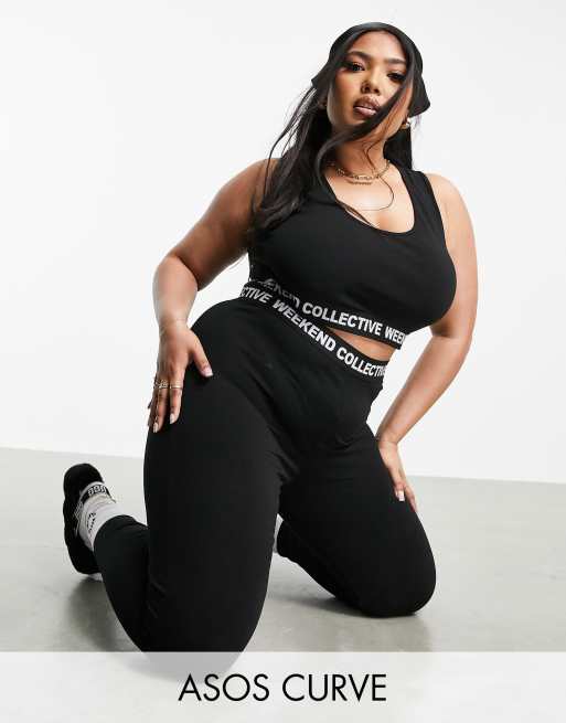 Asos Weekend Collective Curve Scoop Neck Crop Top With Elastic Hem In