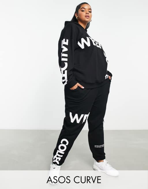 Asos Weekend Collective Curve Sweatpants With Cut About Graphic In