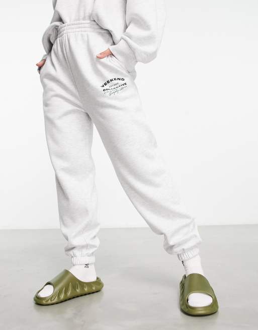 Asos Weekend Collective Oversize Jogginghose In Eisgrau Meliert Mit