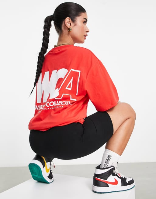Asos Weekend Collective Oversize T Shirt In Rot Mit Großem Logo Auf
