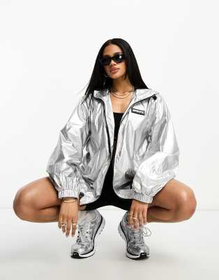 ASOS Weekend Collective raincoat in silver | ASOS