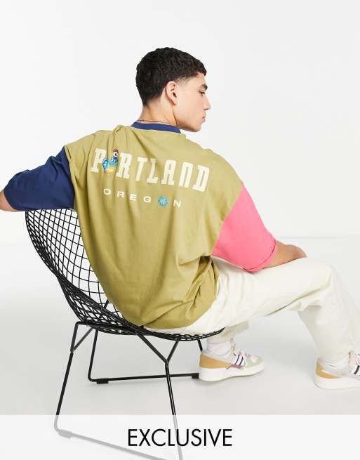 Asos Design T Shirt Oversize Color Block à Imprimé Ville Portland