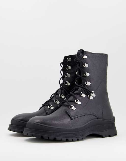 Asra Laurel hiker boots in black leather | ASOS
