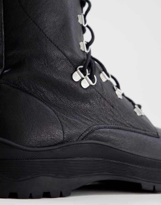 Asra Laurel hiker boots in black leather | ASOS