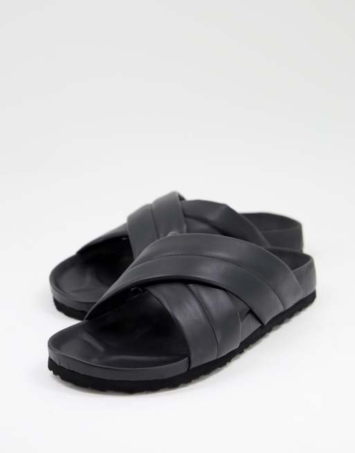 Asra tobias cross over sliders in black | ASOS