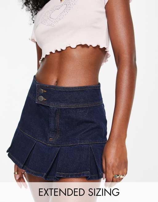 ASYOU - Mini-jupe plissée en jean à taille basse - Indigo | ASOS