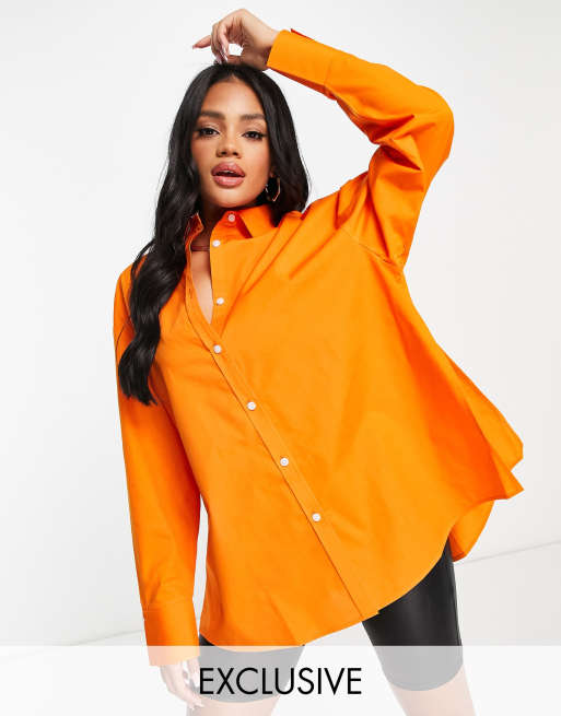 Asyou Oversize Hemd In Orange Mit Markenlogo Asos