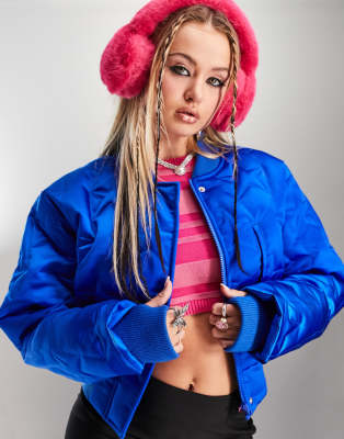 ASYOU star embossed puffer jacket in blue | ASOS