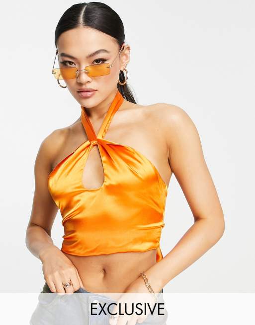 ASYOU - Top dos nu en satin à découpe - Orange | ASOS