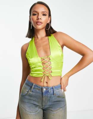 ASYOU - Top en satin à dos nu - Vert citron | ASOS