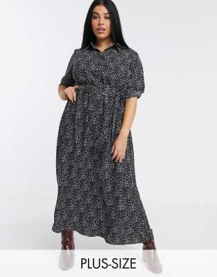 Ax Paris Plus Midi Skater Shirt Dress In Noise Print-multi | ModeSens