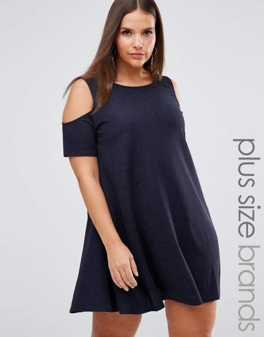 AX Paris Plus Swing Dress With Cold Shoulder | ASOS