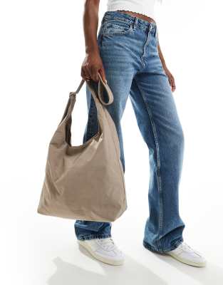 Baggu – Große Schultertasche zum Umhängen aus Nylon in Taubengrau | ASOS