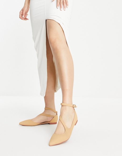 Bailarinas Beis Con Diseño De Tiras Y Puntera Fina De Truffle