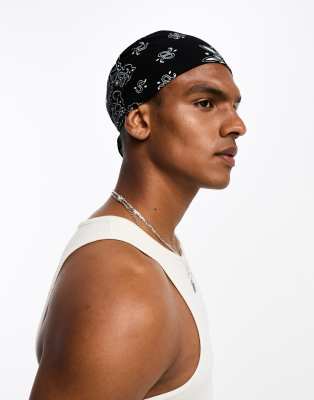 Bandana negra con estampado de cachemir blanco de algodón de ASOS ...