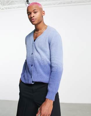 Bando Fluffy Pastel Ombre Cardigan-purple | ModeSens