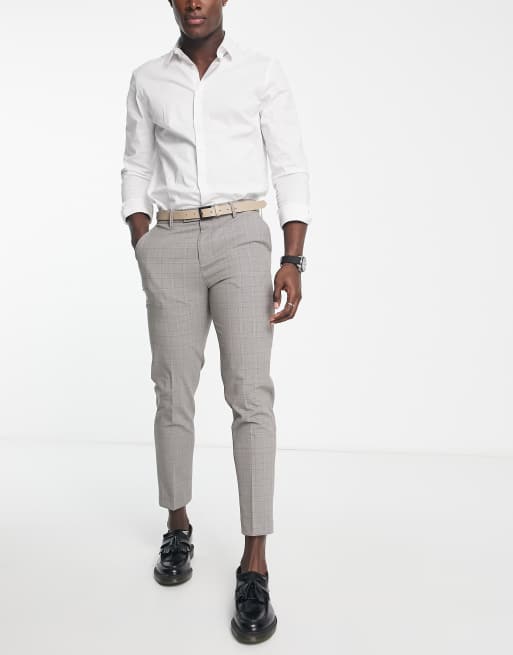 Bando slim fit suit pants in grey check | ASOS